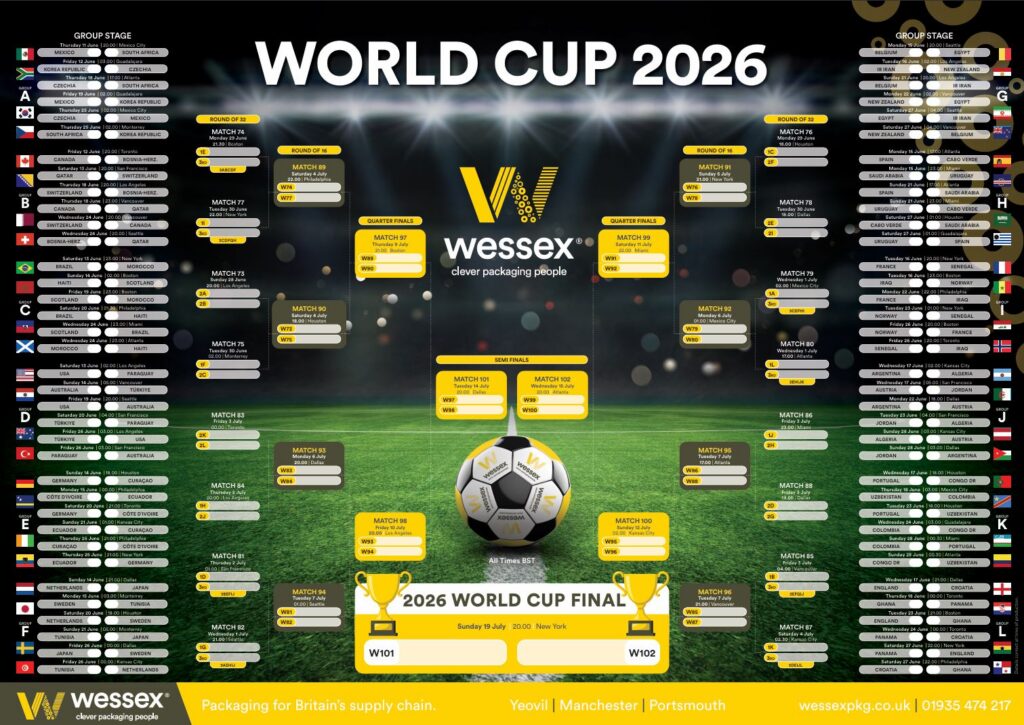 World Cup 2026 Wall Chart: FREE to Download | Wessex Packaging